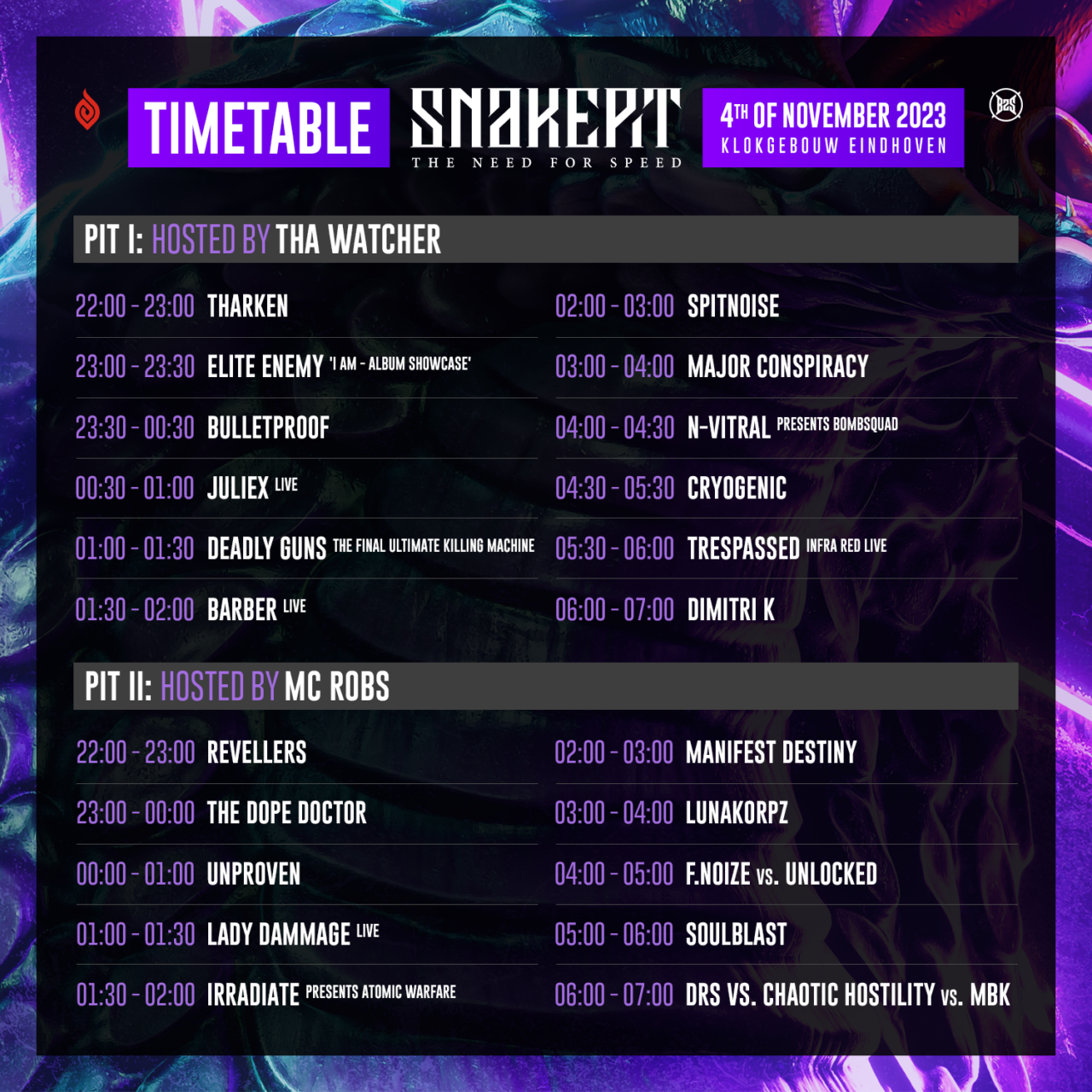 The Timetable for Snakepit 2023 is here - Snakepit 2025
